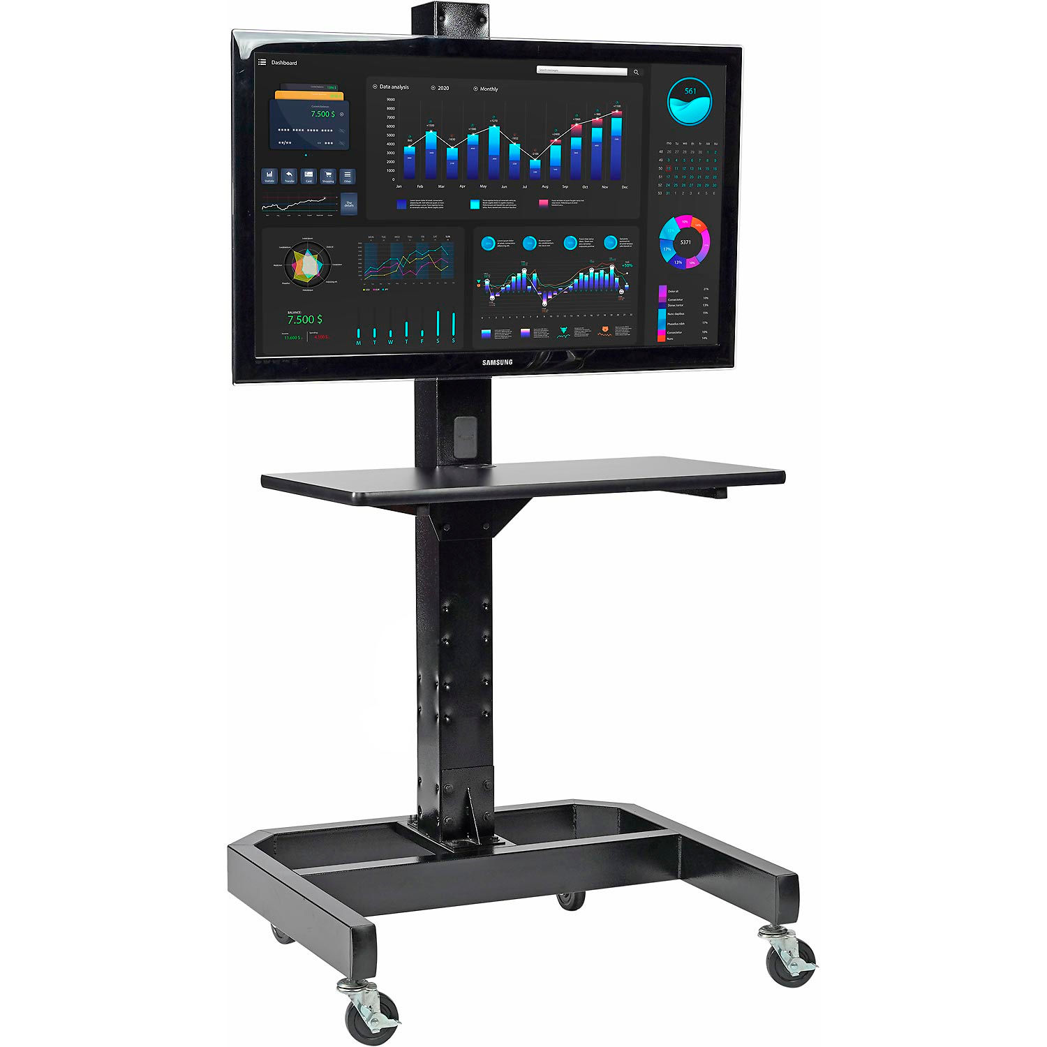 Global Industrial LCD/Plasma Mobile Workstation Black | ONE OFFICE SOLUTION