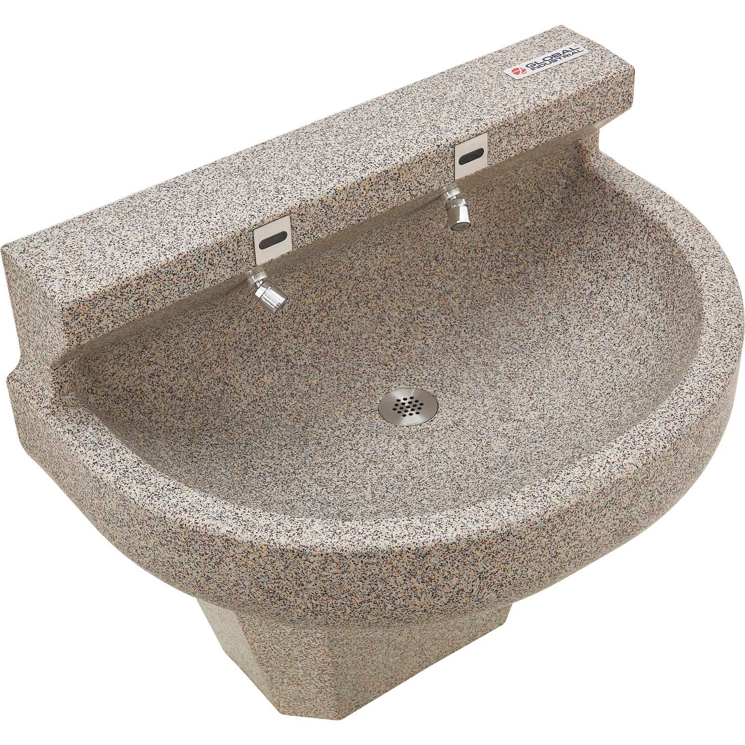 Global Industrial Wall Mounted Wash Fountain 2 Station Sensor-Operated ...