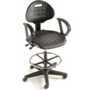 Interion® Task Chair With Mid Back & Fixed Arms, Polyurethane, Black ...