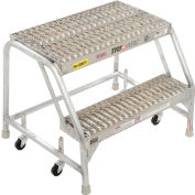2 Step Mobile Work Platform 24"W x 36"L, 36" Handrails, Safety Yellow ...