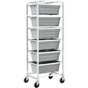 Luxor Mobile Bin Cart with Eight 6"H Totes MBS-DR-8L - Gray/Black, 19-3 ...