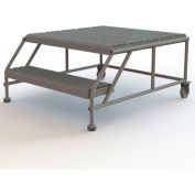 3 Step Heavy Duty Steel Mobile Work Platform W/ Handrails - 36" x 36 ...