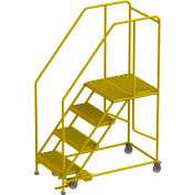 2 Step Mobile Work Platform 36"W x 36"L, 36" Handrails, Safety Yellow ...
