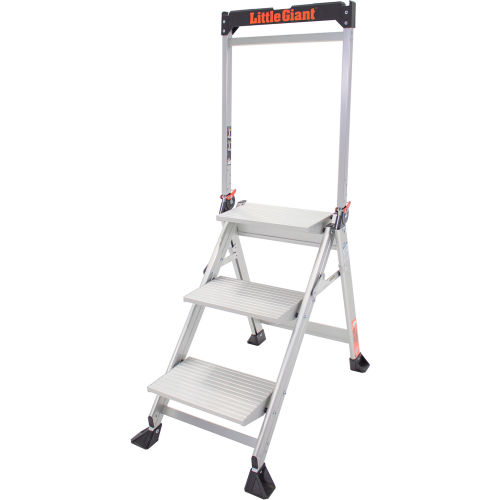Little Giant Jumbo Step Aluminum Ladder - 375 lb. Capacity, 3 Step ...