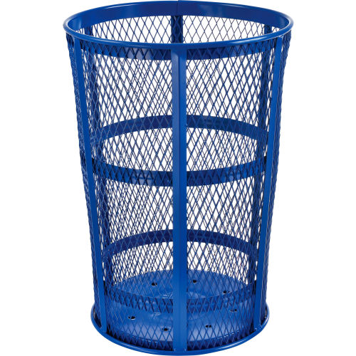 Outdoor Steel Mesh Corrosion Resistant Trash Can, 48 Gallon, Blue