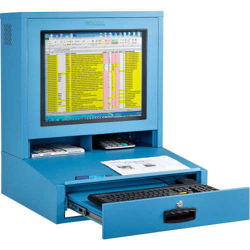Countertop LCD Computer Cabinet, Blue - Zuma