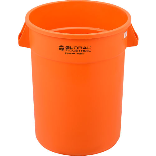 Plastic Trash Can - 32 Gallon Bright Orange