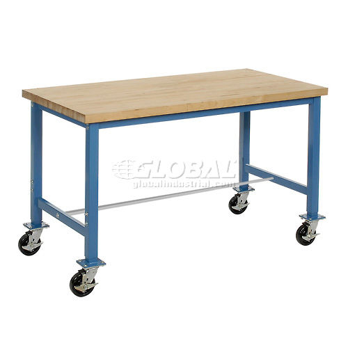Mobile Packing Workbench, Maple Butcher Block Safety Edge, 60"W x 30"D