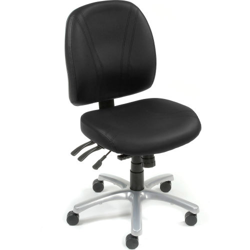 Interion Multifunction Chair With Mid Back, Vinyl, Black - Zuma