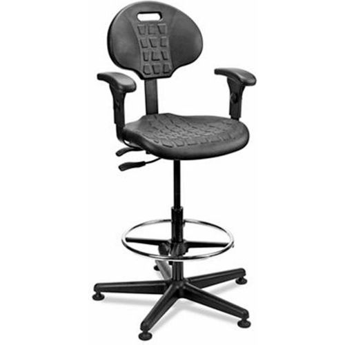 Interion 5-Way Black Adjustable Ergonomic Stool With Arms - Office ...