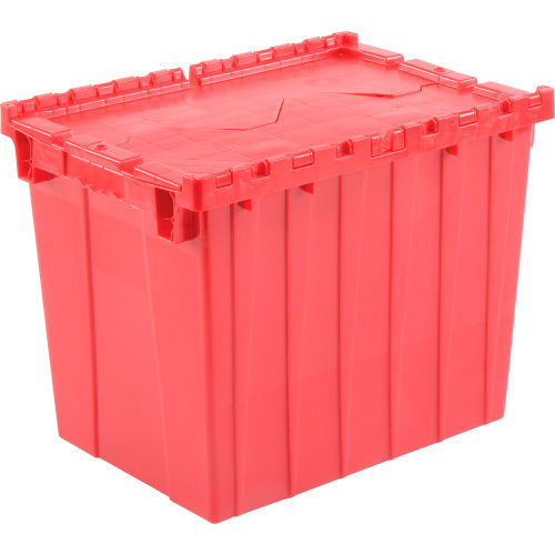 Plastic Attached Lid Shipping & Storage Container 21-7/8x15-1/4x17-1/4 Red