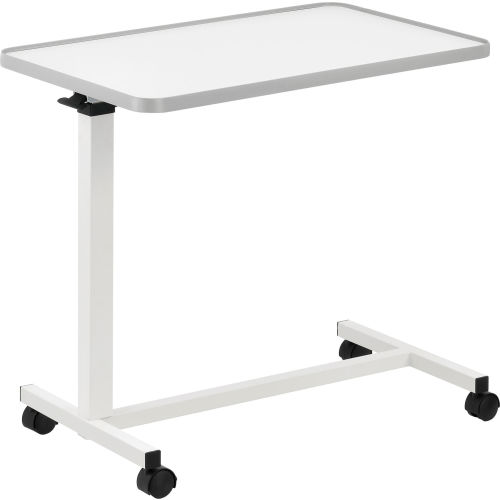 Heavy Duty Overbed Table With H-Base, White Laminate Tabletop