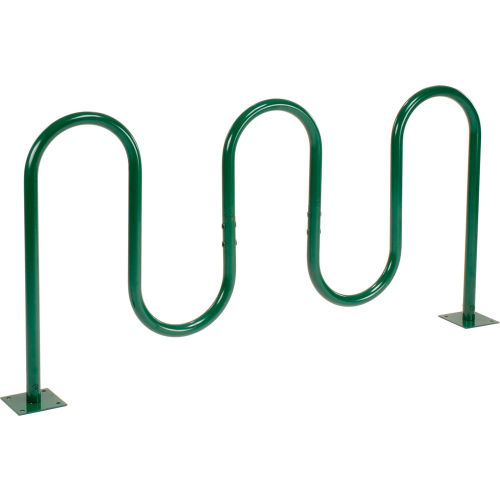 Wave Bike Rack, 7-Bike Capacity, Flange Mount, Green