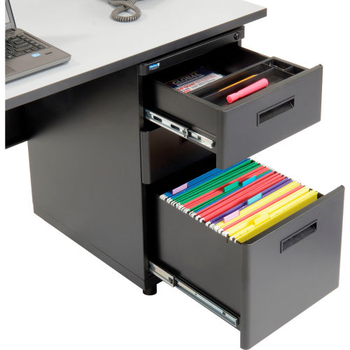 Interion Office Desk With 3 Drawers, 60"W x 24"D - Gray - Office Supply Hut