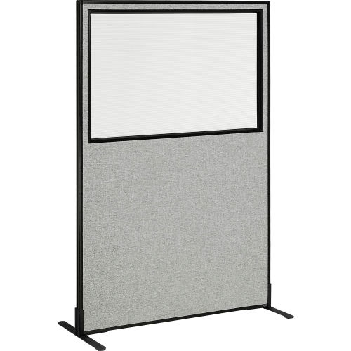Interion Freestanding Office Partition Panel with Partial Window, 48-1/ ...
