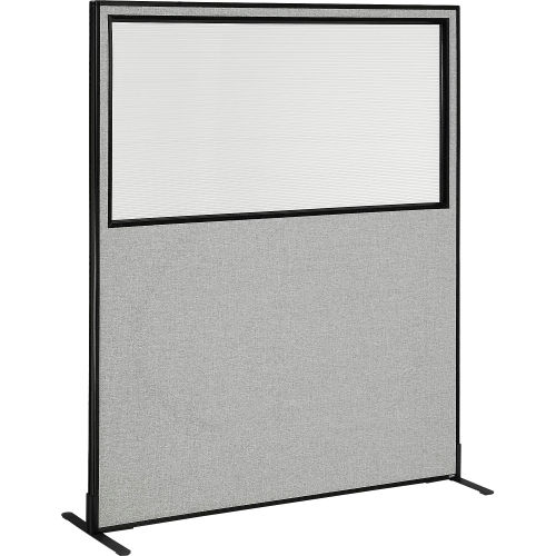 Interion Freestanding Office Partition Panel with Partial Window, 60-1/ ...