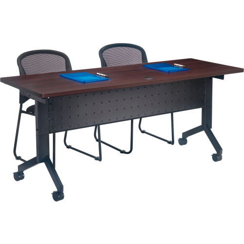 Interion Flip-Top Training Table, 60"L x 24"W, Walnut - Zuma