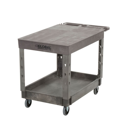 Global Industrial™ Flat Top Plastic Utility Cart, 2 Shelf, 44"Lx25-1/2 ...