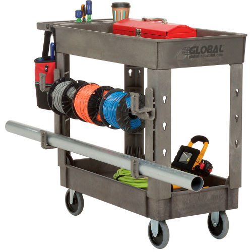 Utility Cart w 2 Shelves 500 lb. Cap 38 L x 17 1 2 W x 32 1 2 H Gray