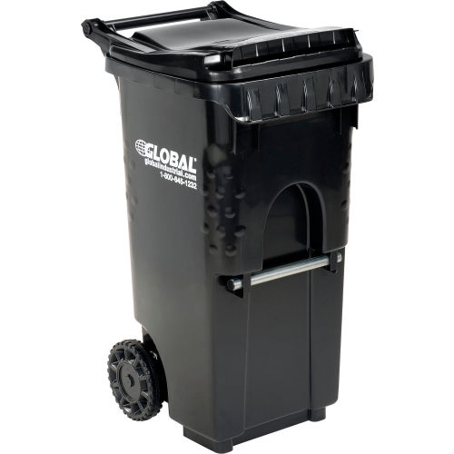 Mobile Trash Container, 35 Gallon Black