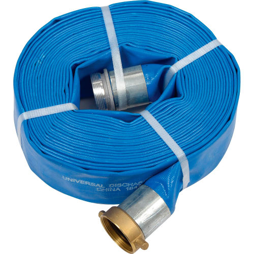 Apache 98138045 2" x 50' PVC Lay Flat Discharge Hose w/ M x F Aluminum ...