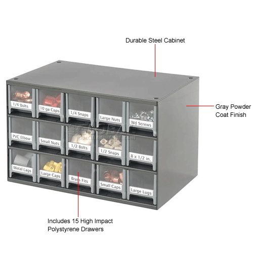 Akro-Mils Steel Small Parts Storage Cabinet 19715 - 17"W x 11"D x 11"H ...