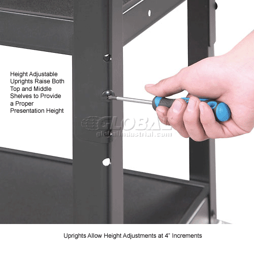 Global Industrial™ Steel Audio Visual & Instrument Cart, Black