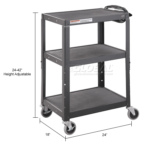 Global Industrial™ Steel Audio Visual & Instrument Cart, Black