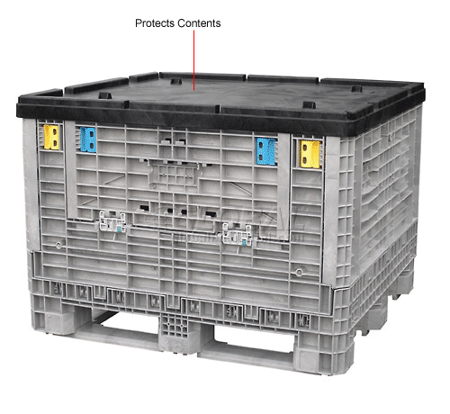 Monoflo Folding Bulk Shipping Container Lid BC4845LID - 48"L x 45"W Black