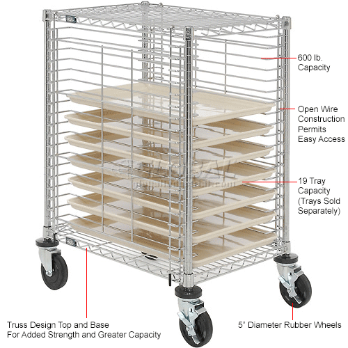 Nexel® End Load Wire Tray Cart with 19 Tray Capacity
