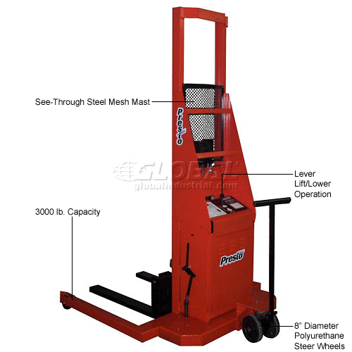 PrestoLifts™ Battery Powered Lift Stacker WPS4260-30 3000 Lb. 42" Straddle