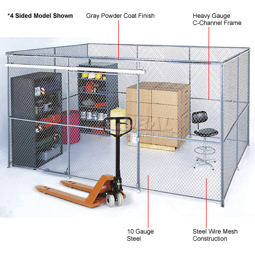 Global Industrial™ Wire Mesh Partition Security Room 20x15x8 without ...