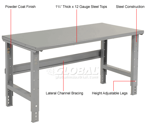 Global Industrial™ 48 x 36 Adjustable Height Workbench C-Channel Leg ...