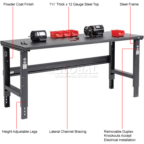 Global Industrial™ 72x30 Adjustable Height Workbench C-Channel Leg ...