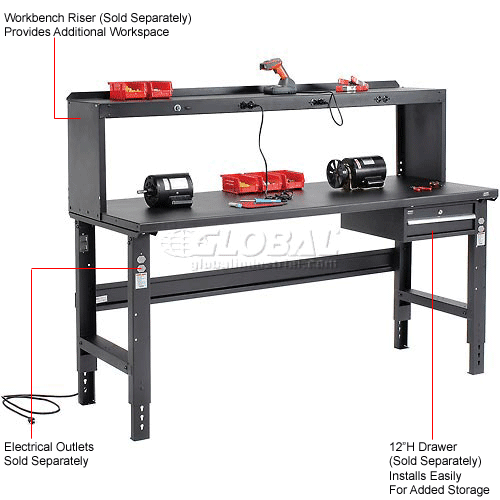 Global Industrial™ 72x30 Adjustable Height Workbench C-Channel Leg ...