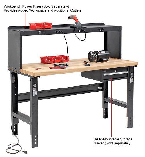 Global Industrial™ 60x36 Adjustable Height Workbench C-Channel Leg ...