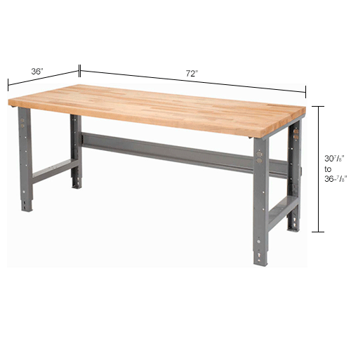Global Industrial™ 72 x 36 Adjustable Height Workbench, C-Channel Leg ...