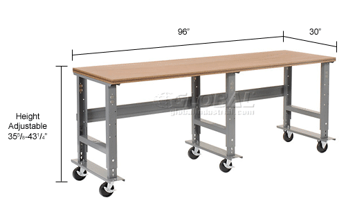 Global Industrial™ 96x30 Mobile Adj. Height C-Channel Leg Workbench ...