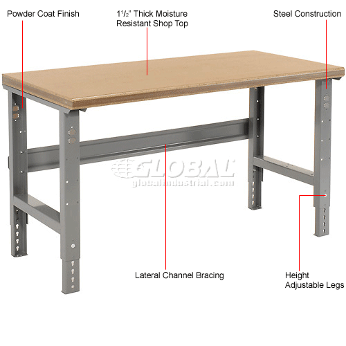Global Industrial™ 72x30 Adjustable Height Workbench C-Channel Leg ...