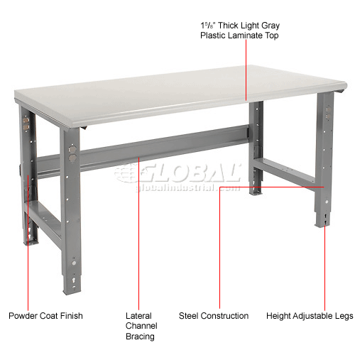 Global Industrial™ 72x36 Adjustable Height Workbench C-Channel Leg ...