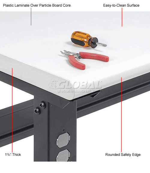Global Industrial™ 72x30 Adjustable Height Workbench C-Channel Leg ...