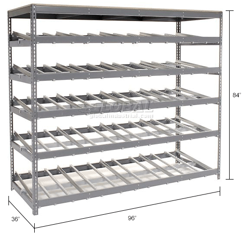 Global Industrial™ Carton Flow Shelving Single Depth 5 LEVEL 96"W x 36 ...