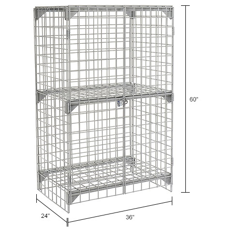 Global Industrial™ Wire Mesh Security Cage Locker, 36"Wx24"Dx60"H, Gray ...