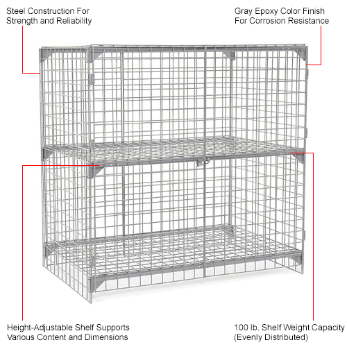 Global Industrial™ Wire Mesh Security Cage Locker, 60"Wx24"Dx60"H, Gray ...