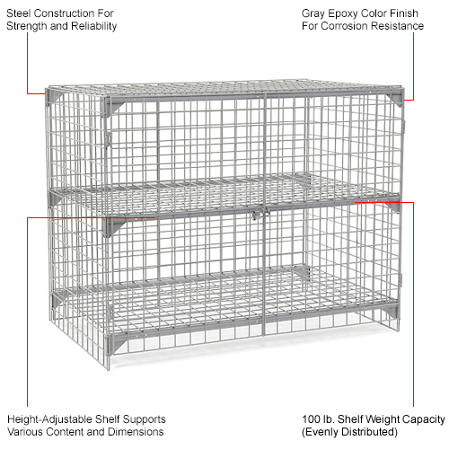 Global Industrial™ Wire Mesh Security Cage Locker, 60"Wx36"Dx48"H, Gray ...