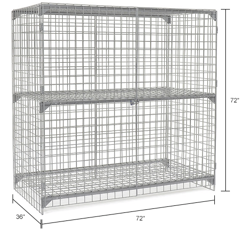 Global Industrial™ Wire Mesh Security Cage Locker, 72"Wx36"Dx72"H, Gray ...