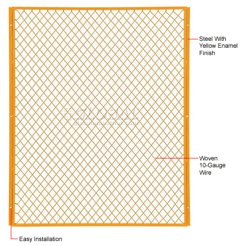 Global Industrial™ Machinery Wire Fence Partition Panel, 4'W, Yellow