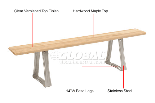 Global Industrial™ Locker Room Bench, Hardwood With Trapezoid Legs, 48 ...