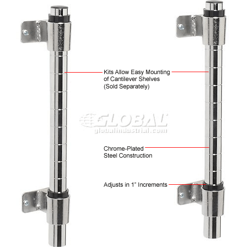 Nexel® Chrome Wall Mount Post & Bracket Kit 34"H
