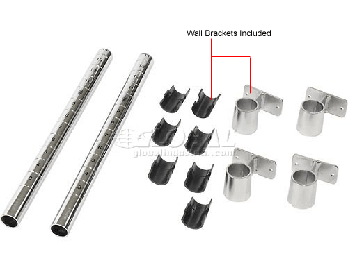 Nexel® Chrome Wall Mount Post & Bracket Kit 54"H
